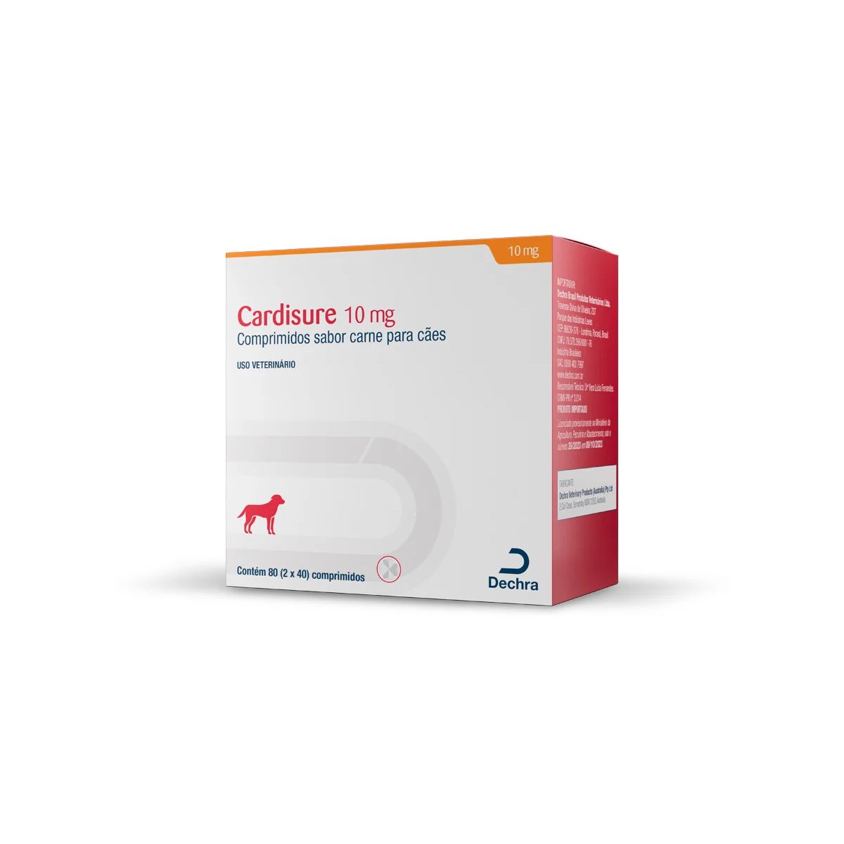Medicamento Dechra Cardisure para Cães 10mg - Contém 80 comprimidos ...